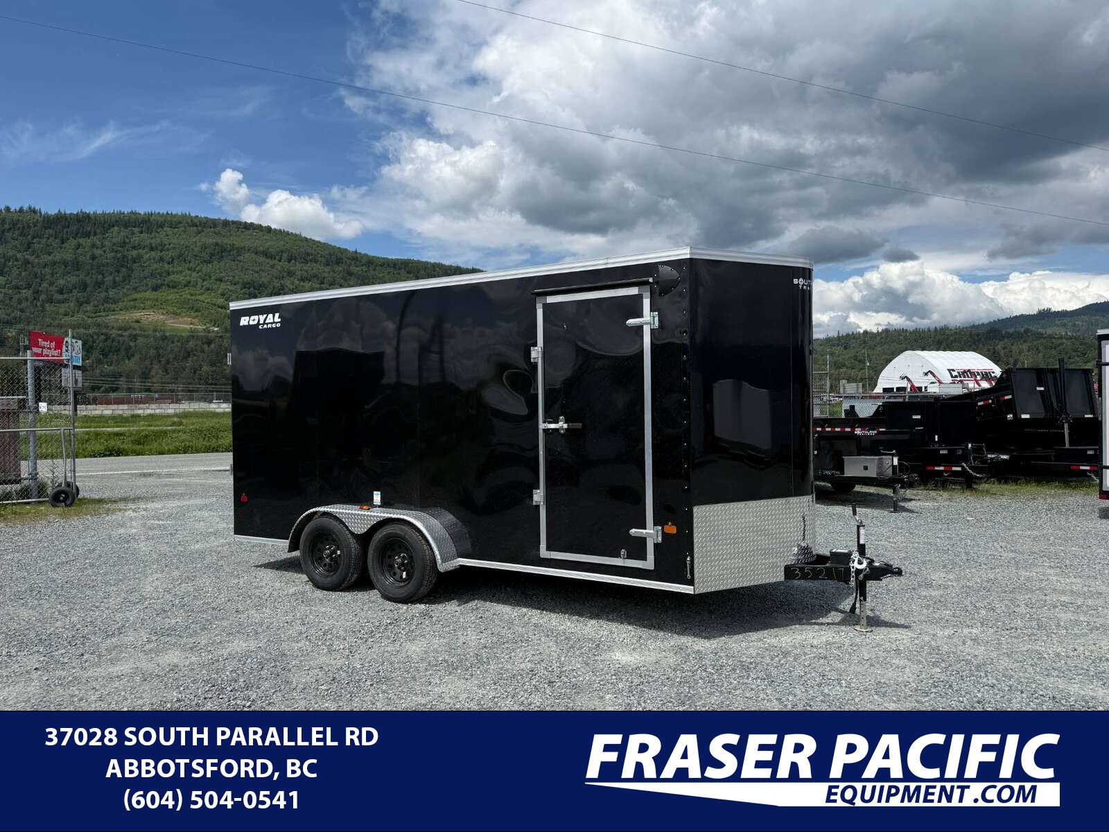 2026 Royal 7x16 Enclosed Cargo Trailer V Nose Ramp Door Black 7700lb GVW Extra Height ...