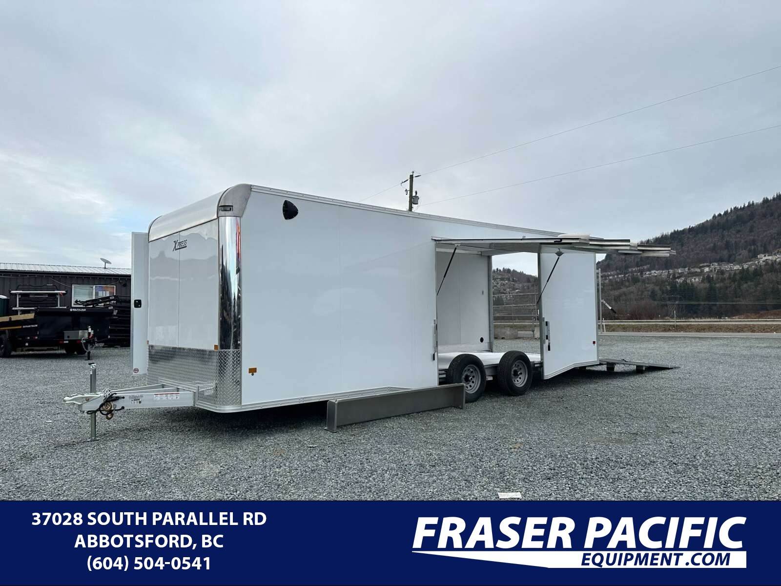 2026 ALCOM ALUMINUM 8.5x24 CAR TRAILER 9900lb GVW WHITE LARGE ESCAPE ...