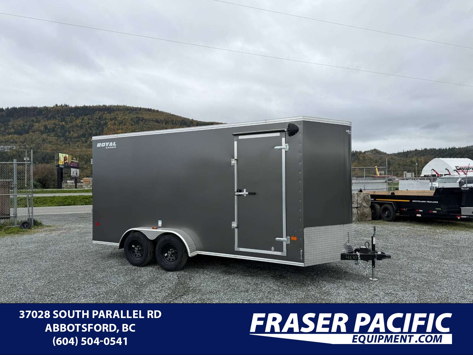 2026 Royal 7x16 Enclosed Cargo Trailer V Nose Ramp Door Charcoal Grey ...