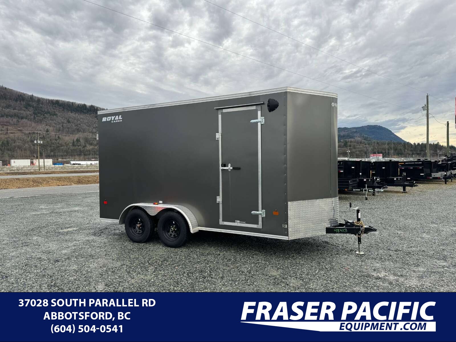 2025 Royal 7x14 V Nose Cargo / Enclosed Trailer Extra Height Ramp Door Charcoal Grey - Wholesale ...